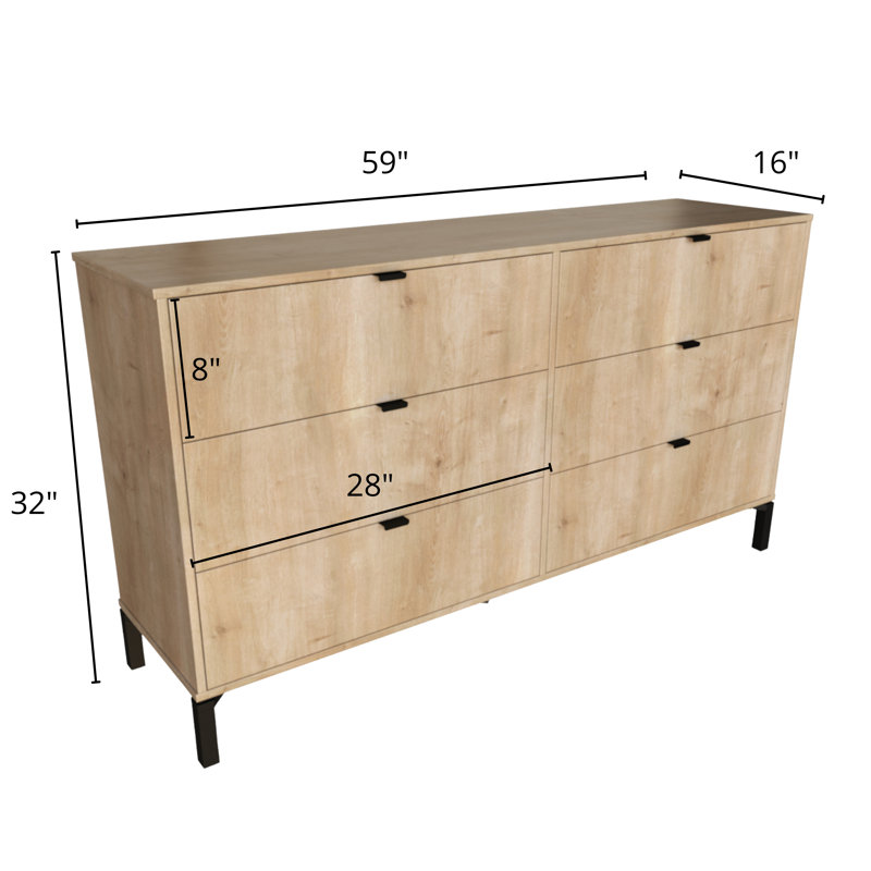 Latitude Run® 6 Drawer 59" W Double Dresser & Reviews | Wayfair